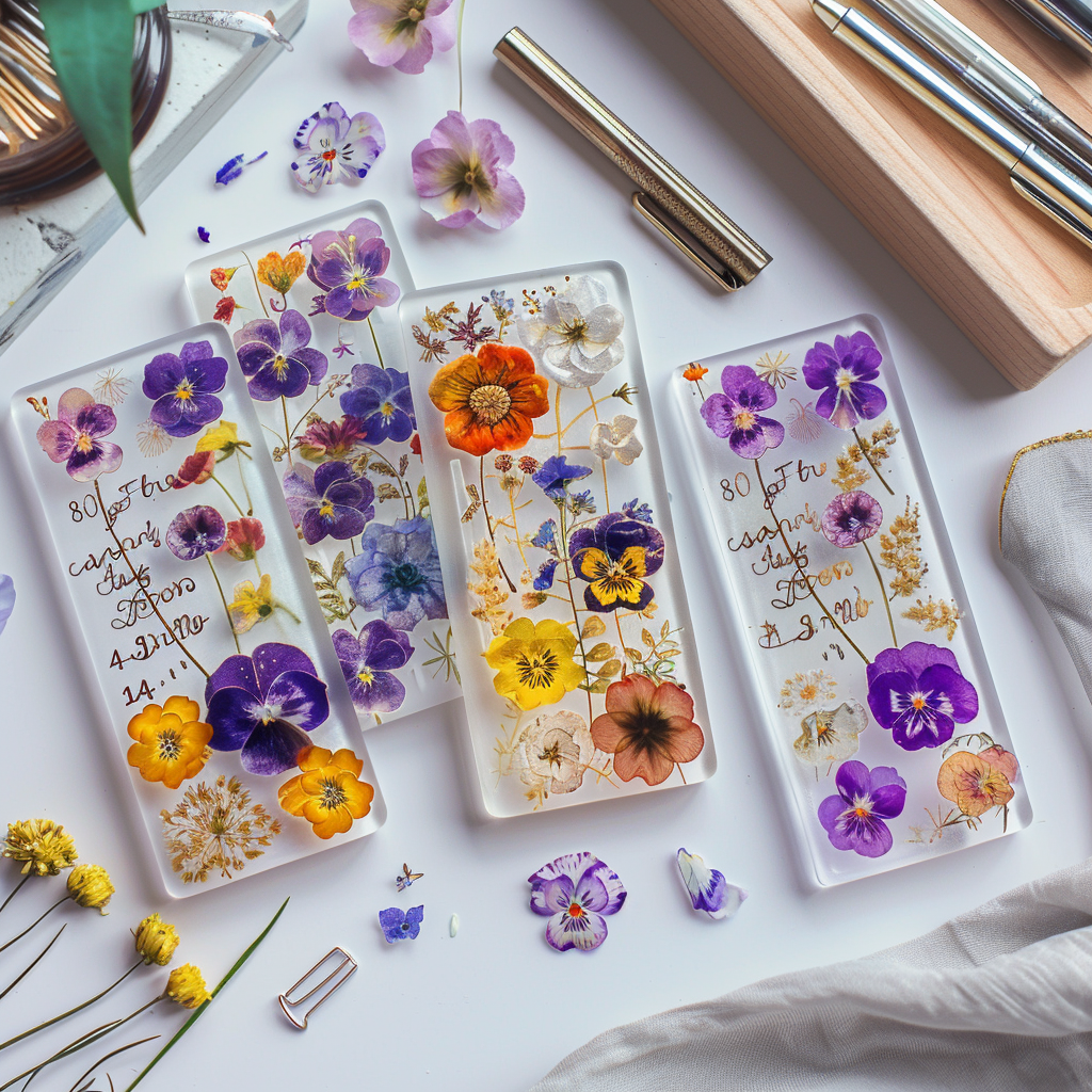 Combining Calligraphy and Pressed Flowers for Elegant Bookmarks